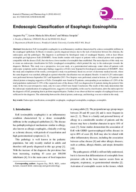 pdf endoscopic classification of esophagic eosinophilia