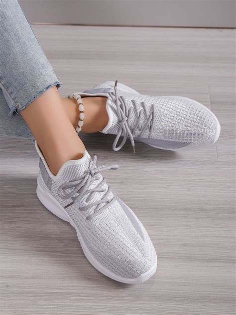 Mujer Zapatos De Atletismo Con Cordón Delantero Deportivo Deportivo Exterior De Tela Moda De
