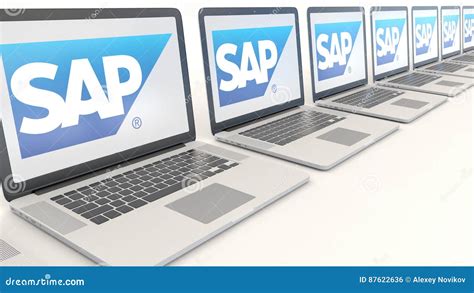 modern laptops with sap se logo computer technology conceptual