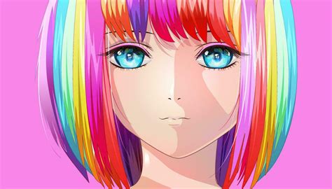Rainbow Anime Hair