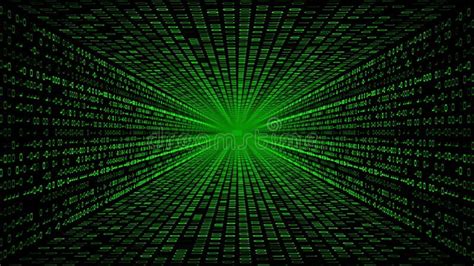 Tunnel With Blinking Matrix Style Binary Code 3d Animation Stock Video