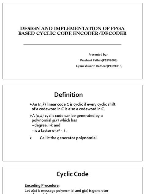 design and implementation of fpga based cyclic code pdf