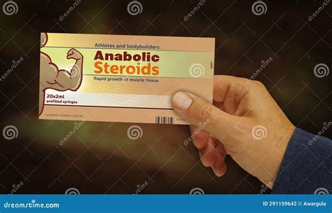 Envase De Comprimidos De Esteroides Anabólicos En La Mano Ilustración