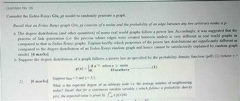 solved question no 06 consider the erdos renyi g n p model