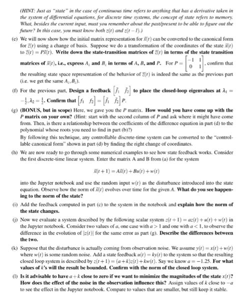 Solved HINT Just As State In The Case Of Continuous Time Chegg Com