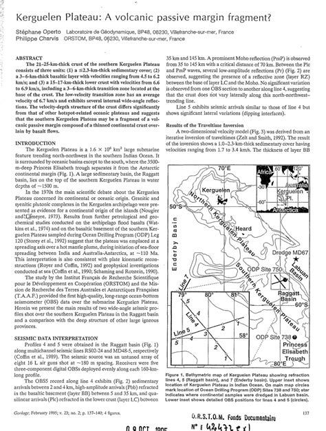 Pdf Kerguelen Plateau A Volcanic Passive Margin Fragment