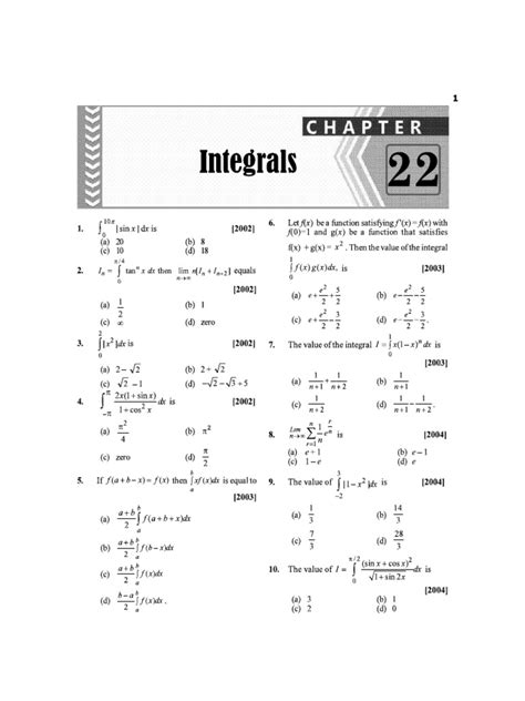 Homework Integrals For Jee Mentoring Pdf