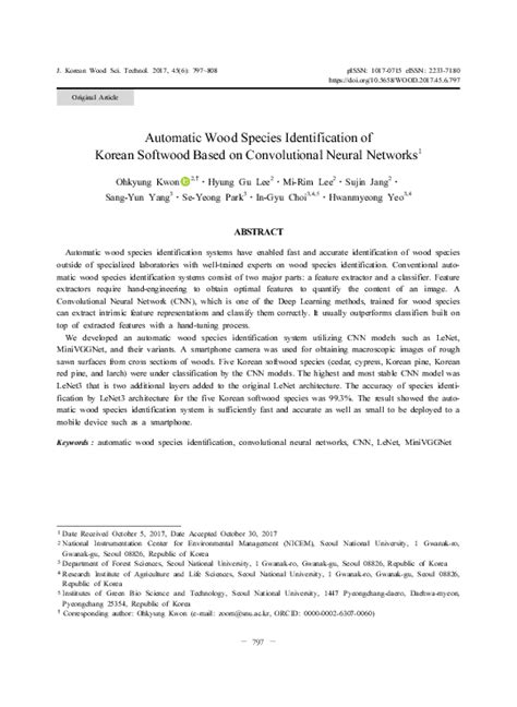 Pdf Automatic Wood Species Identification Of Korean Softwood Based On Convolutional Neural