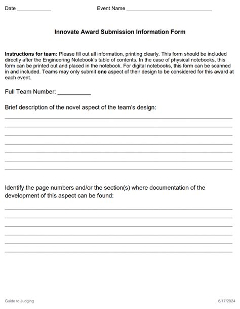 Judging Resource Innovate Award Submission Information Form Viqrc