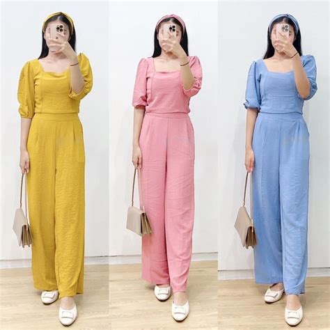 Veronica Set Crop Top Set Shopee Malaysia