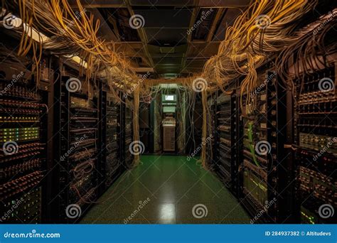 Network Cables Connected To A Mainframe Computer Stock Illustration