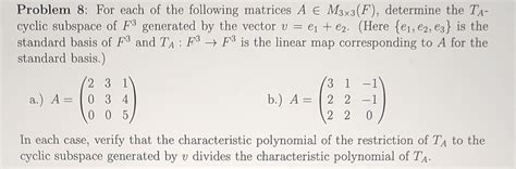 Solved Problem 8: For each of the following matrices | Chegg.com