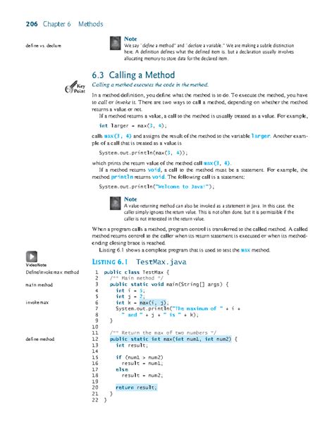 Introduction To Java Programming Notes 206 Chapter 6 Methods Note We Say Define A Method” And