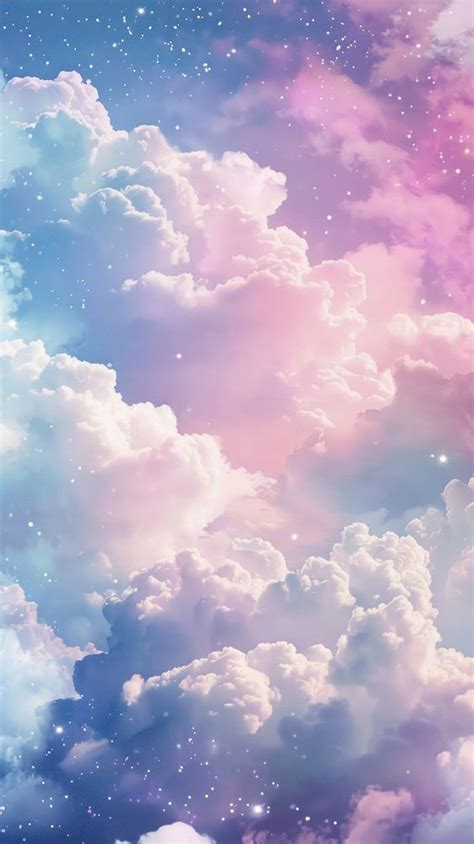 Sky Filled With Clouds And Stars Background Starry Heavens Dreamy