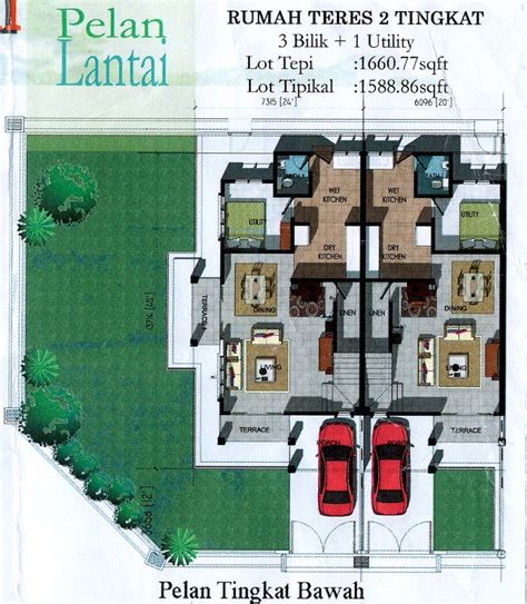 Teres Pelan Lantai Rumah 3 Bilik Pelan Rumah Teres 2 Tingkat