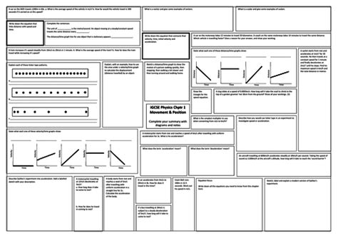 Igcse Edexcel Physics 9 1 Unit 1 Chptr 1 And 2 Movement Position Forces Shape Revision Mat