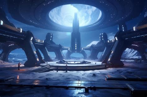Premium Photo Space Base Moon Generate Ai