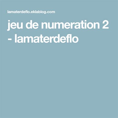 Jeu De Numeration 2