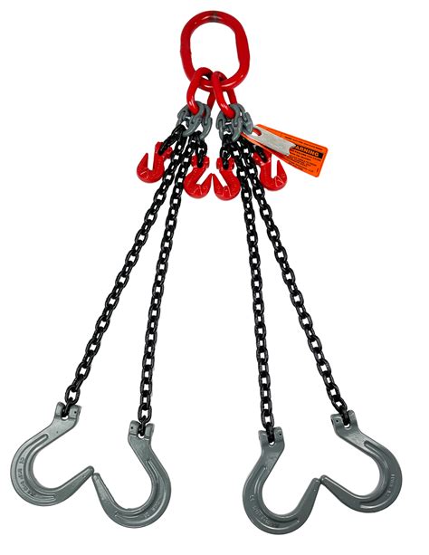 Chain Sling 38 X 8 Quad Leg With Foundry Hook And Adjuster Grade 80