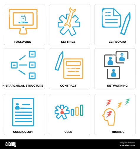 Set Of 9 Simple Editable Icons Such As Thinking User Curriculum Networking Contract