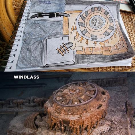 Drawing Of Windlass From The Titanic Wreck Bottom Picture Is The