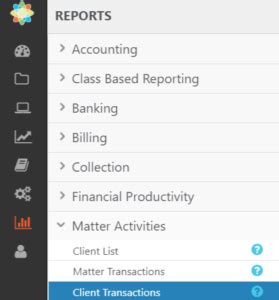 Client Transactions Report CosmoLex Support Client Transactions Report CosmoLex Support