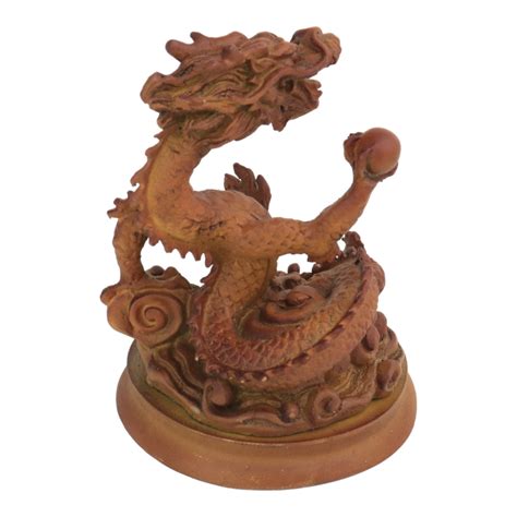 5 Inch Wooden Like Imperial Dragon Statue Tien Lung Dragon Heaven Dragon