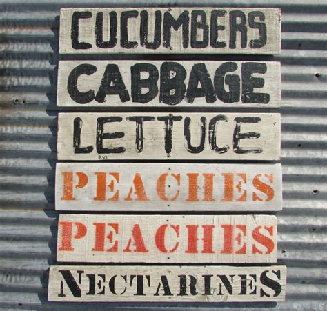 Vintage Wood Peaches Produce Sign Wooden Fruit Stand Market Farm House