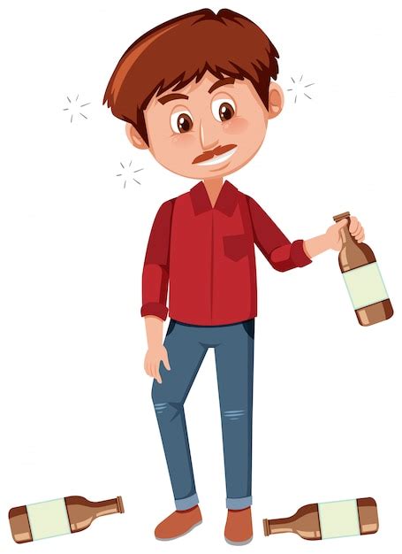 Premium Vector Man Drinking Alcohol On White Background