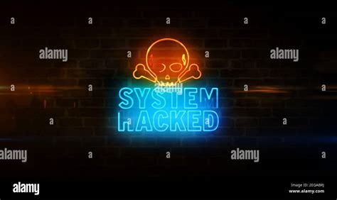 System Hacked Warning Concept With Skull Symbol Cyber Attack Alert Danger And Computer