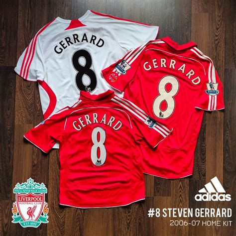 Vintage Retro Adidas Liverpool Fc Football Kit 8 Steven Gerrard