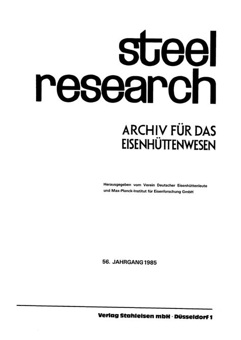 Steel Research Vol 56 No 8