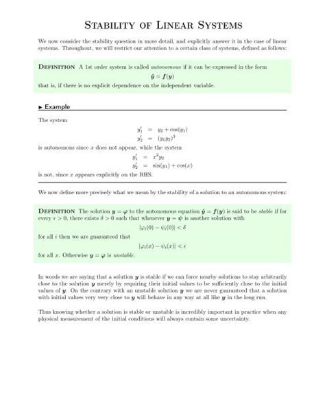 Stability Of Linear Systems