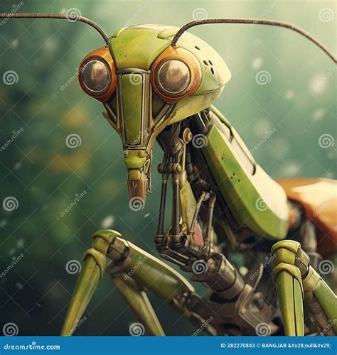 digital illustration of a praying mantis robot