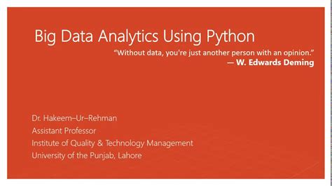 Big Data Analytics Using Python Introductory Session Urdu Hindi Big Data Analytics Youtube