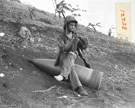 Using An Unexploded 16 Inch Naval Shell For A Resting Place Marine Pfc