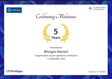 Bhargav Manam On Linkedin Completed 5 Years Ltimindtree