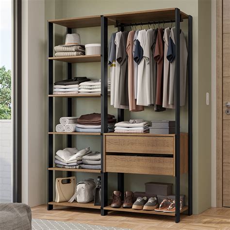 Guarda Roupa Closet Modulado Valencia 2 Gavetas 129cm Rusticpreto