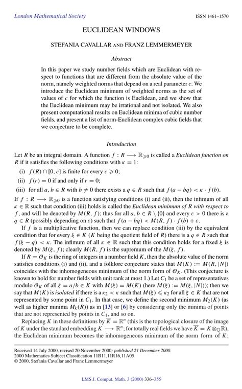 Pdf Euclidean Windows