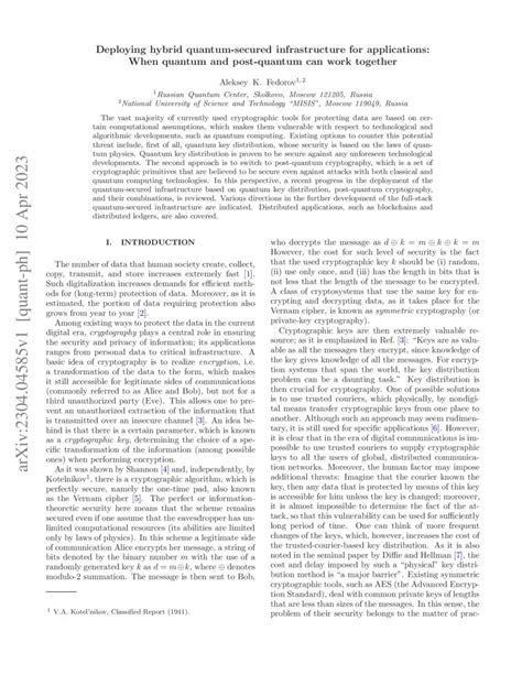 deploying hybrid quantum secured infrastructure for applications when