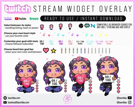 Valorant Widget Goal Overlay Obs Streamlabs Cute Chibi Reyna Widget Stream Overlay Cute Twitch