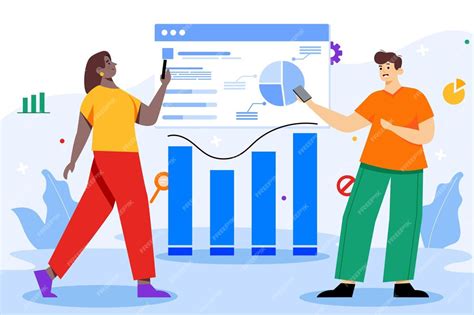 Premium Vector Data Analysis Color Concept With People Scene In The