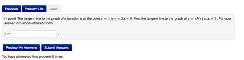 Solved The Tangent Line To The Graph Of A Function H At The Chegg