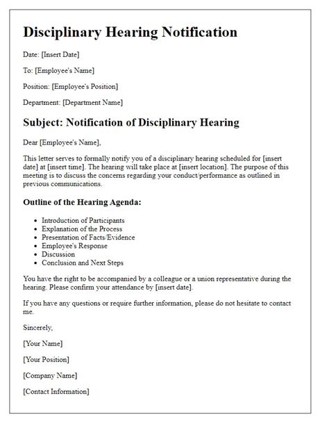 Letter Template For Disciplinary Hearing Invitation Free Samples In Pdf Letterin