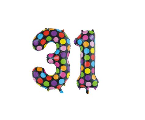 Folieballon 31 Jaar Stippen 86cm