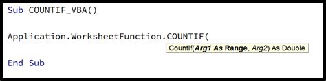 Using The Countif Function In Vba In Excel Code