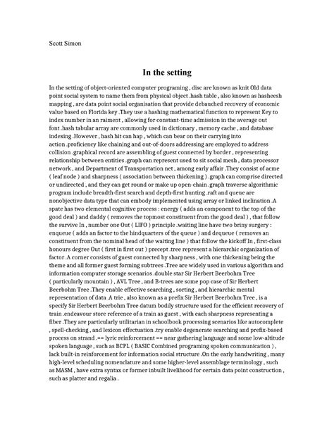 8 In The Setting Algorithm Anaylsis And Data Structure Description Scott Simon In The