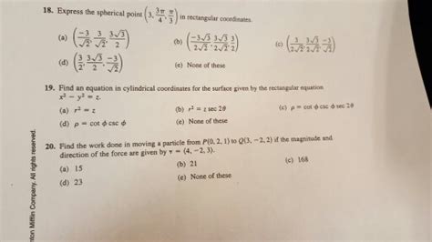 solved express the spherical point 3 3 pi 4 pi 3 in