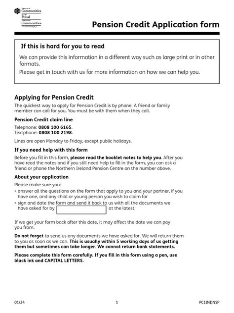 Pension Credit Application Form Pc1 Pdf Pension Asylum Seeker