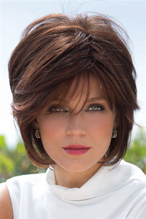 Sassy Tousled Layered Bob Wig With Fringelength Fringe 5 Crown 6
